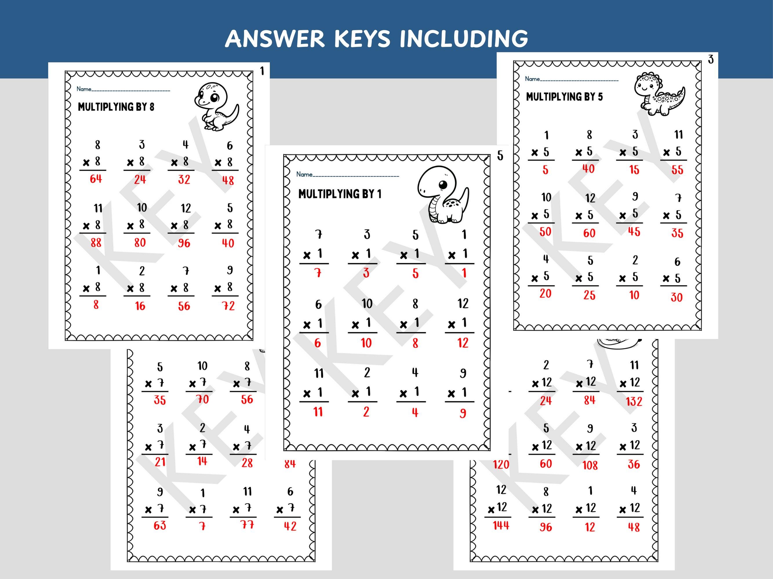 Multiplication Worksheet Practice , Multiplication Facts 1 to 12, Math ...