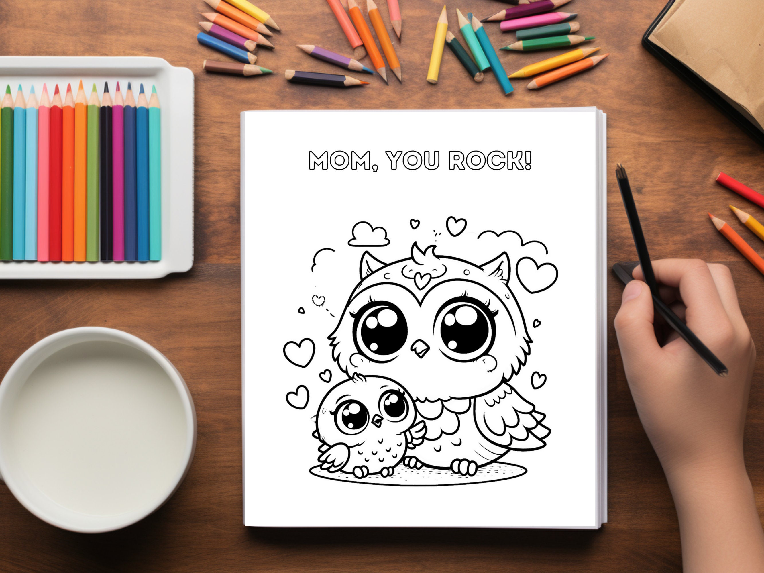 Cute Mom & Baby Animal Coloring Pages for Kids, Mother 's Day Coloring ...