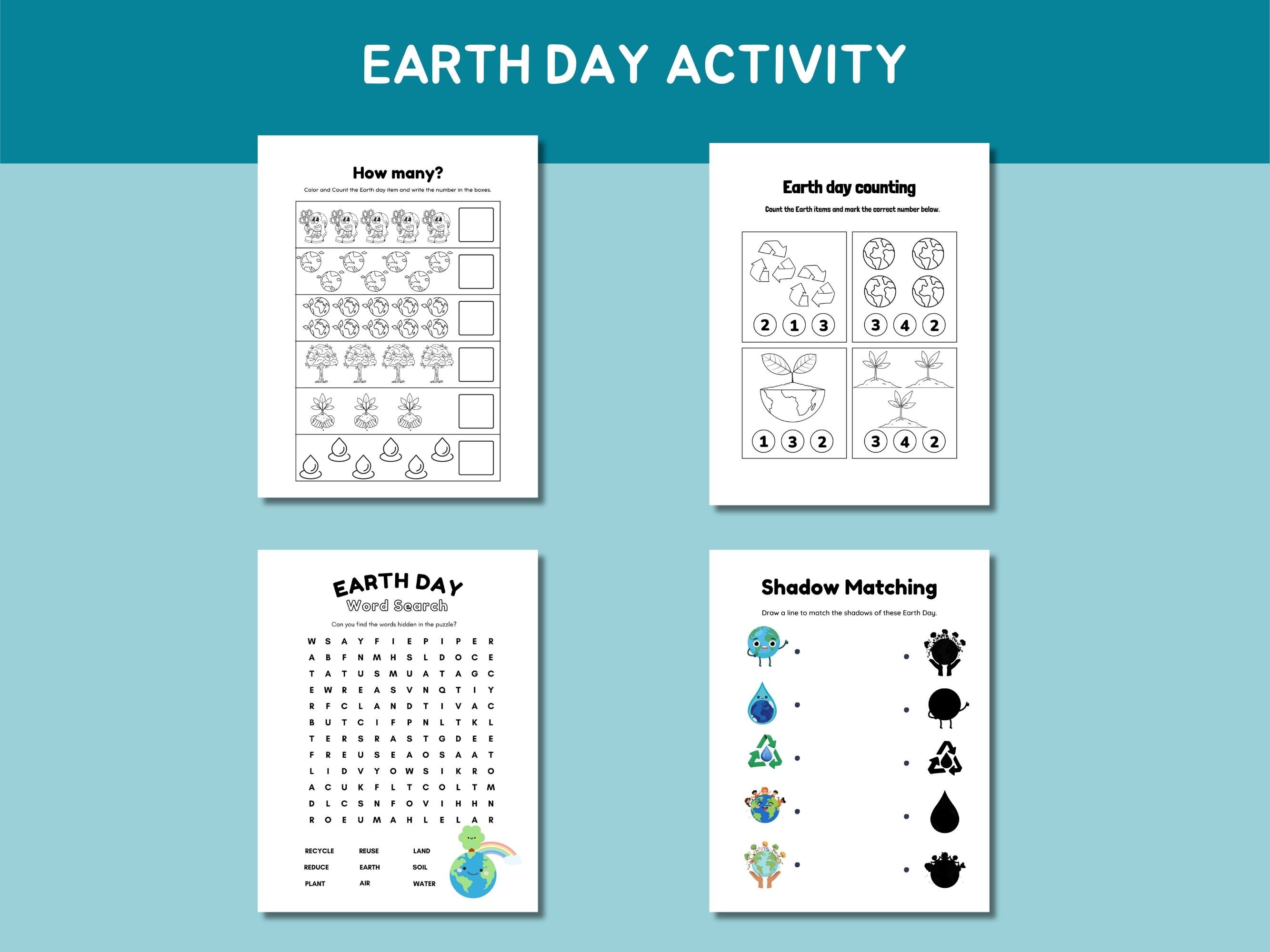 Earth Day Activity Pack,printable Coloring Pages and Educational Games ...
