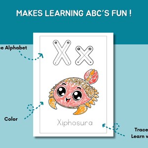 Ocean Animal Alphabet Coloring Page for Kids, Preschool Worksheet ...