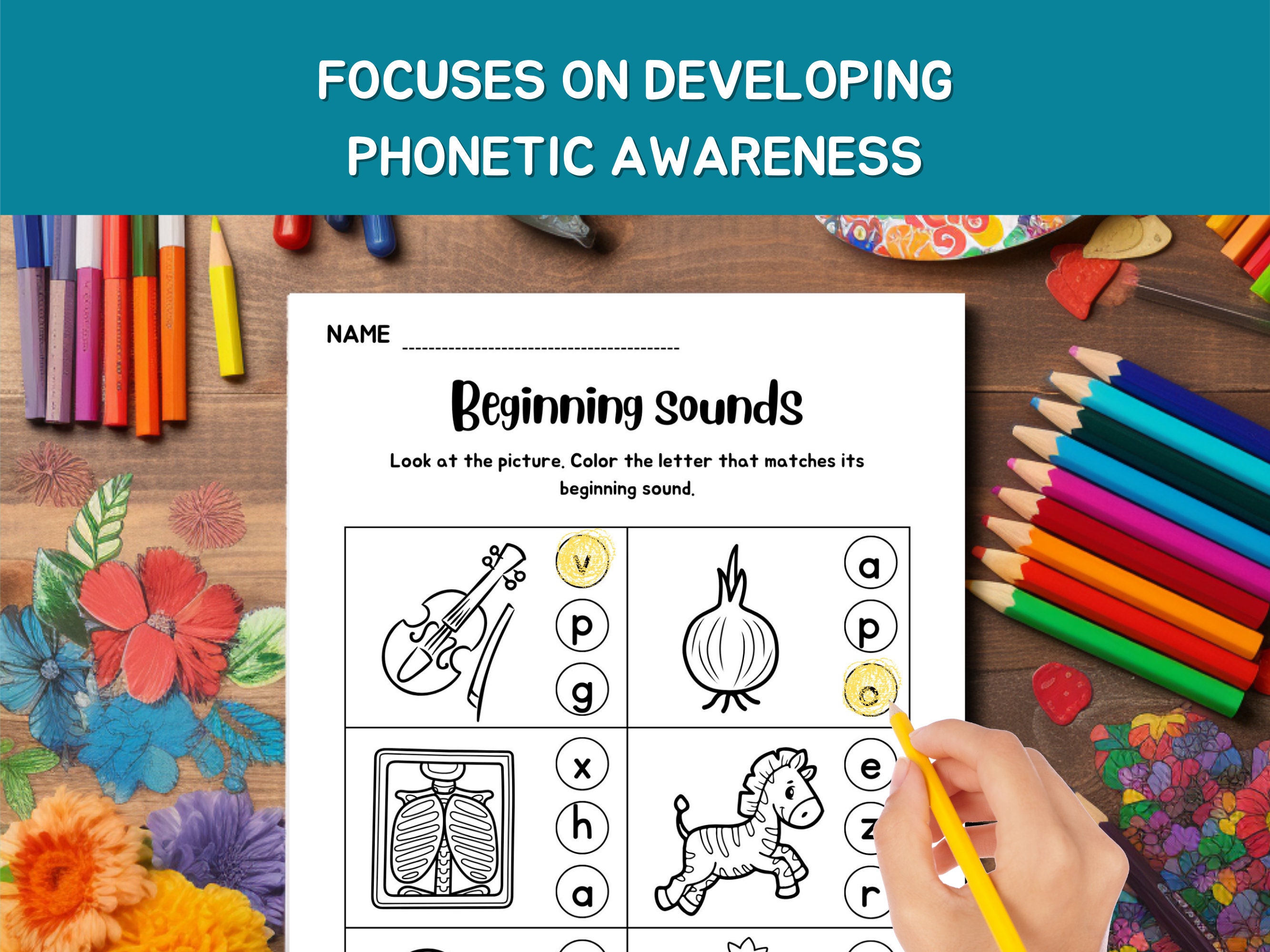 Beginning Sounds Worksheet - Digital Download, Interactive Phonics ...