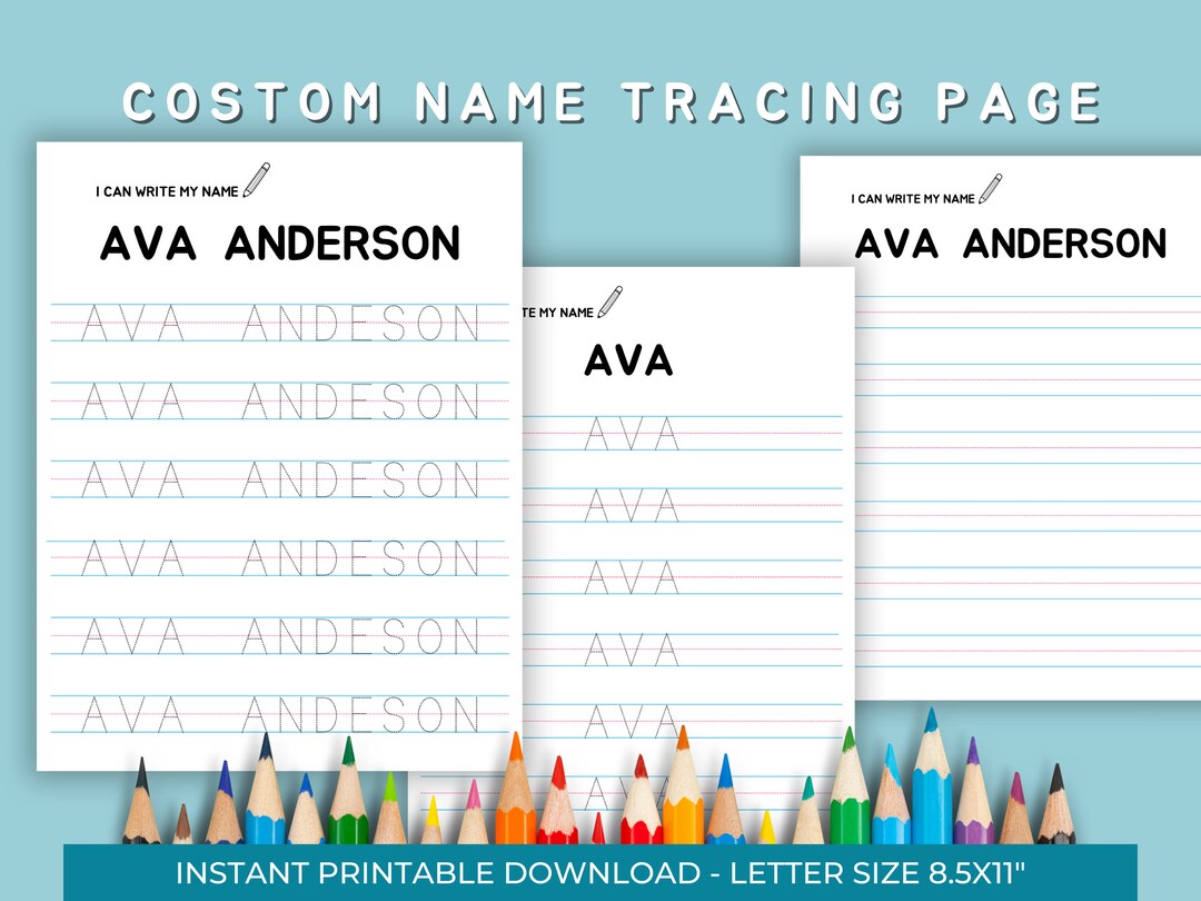 Custom Printable Handwriting Practice for Kids, Personalized Name ...
