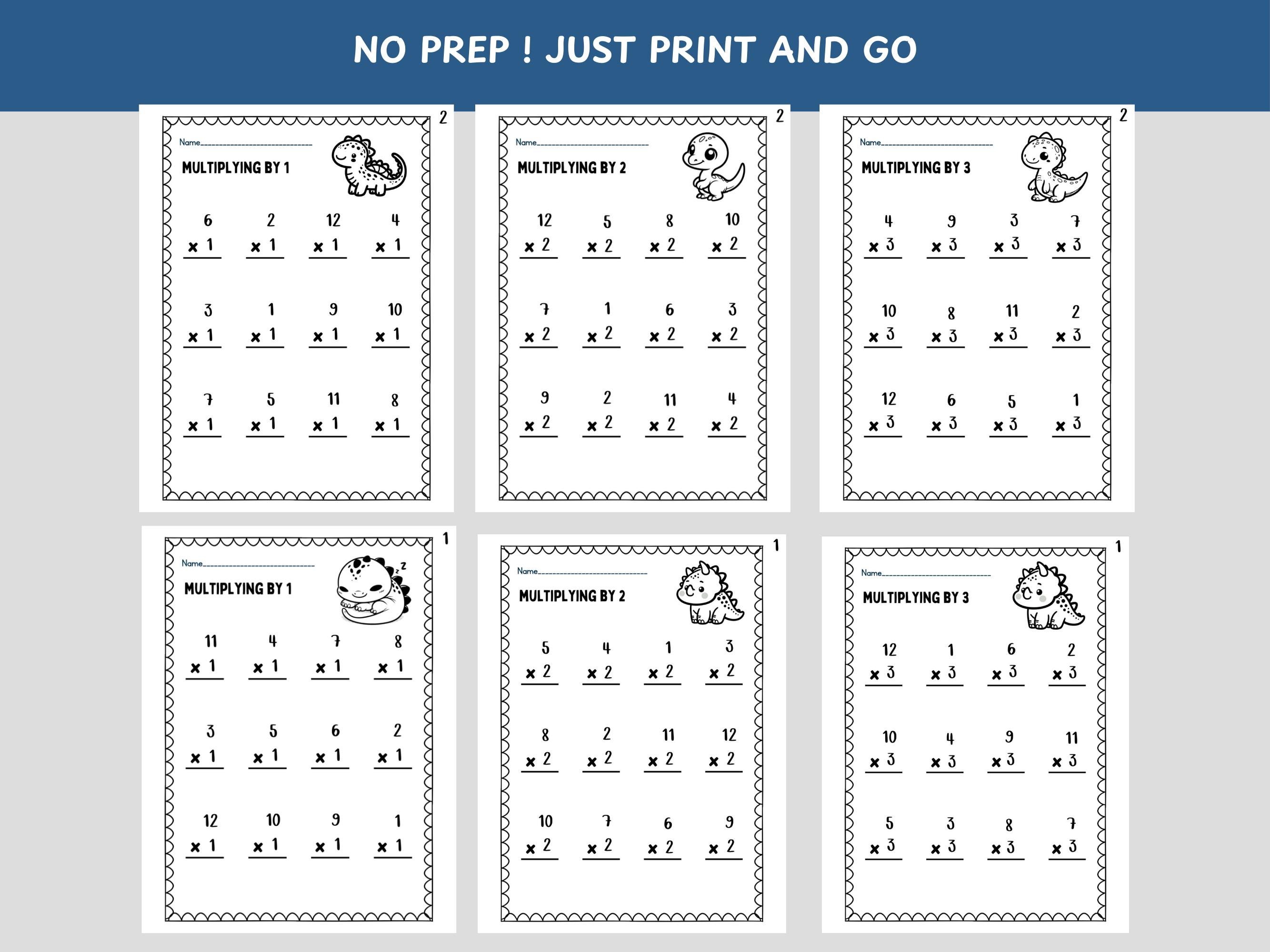 Multiplication Worksheet Practice , Multiplication Facts 1 to 12, Math ...