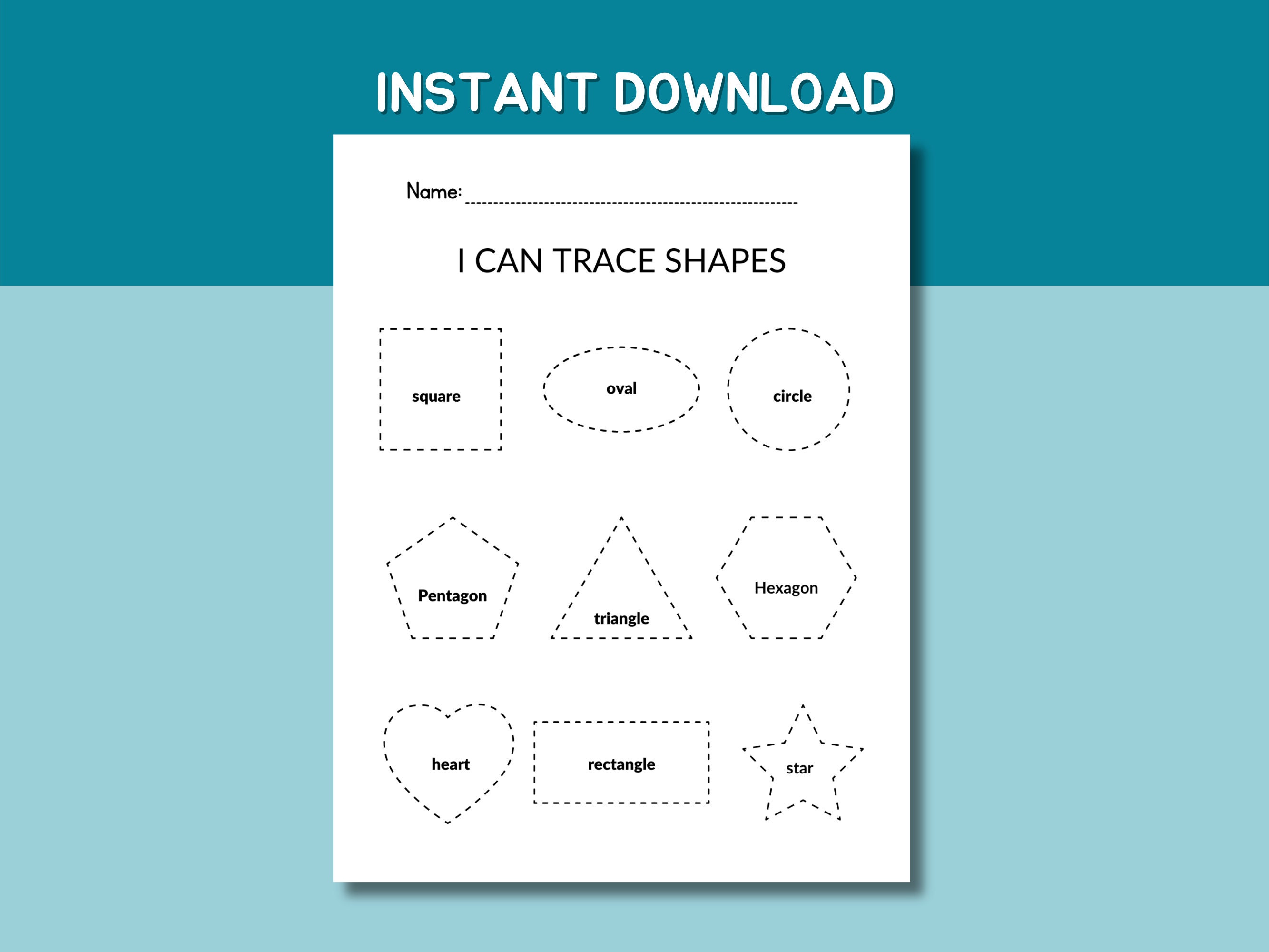 Shape Tracing Worksheet, Preschool Shape Tracing, Printable Shape ...