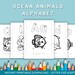 Ocean Animal Alphabet Coloring Page for Kids, Preschool Worksheet ...