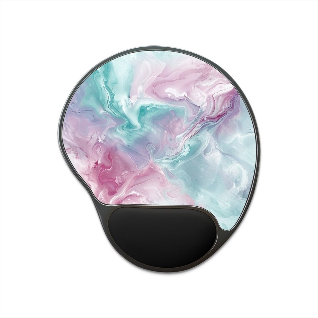 Abstract Waved Mousepad With Wrist Rest Art Pink Cute Gaming Mouse Pad ...