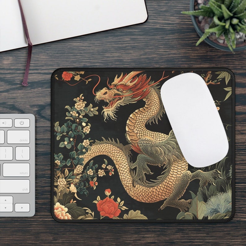 Japanese Dragon Desk Mat Japanese Office Decor Japan Desk Decor Japan ...