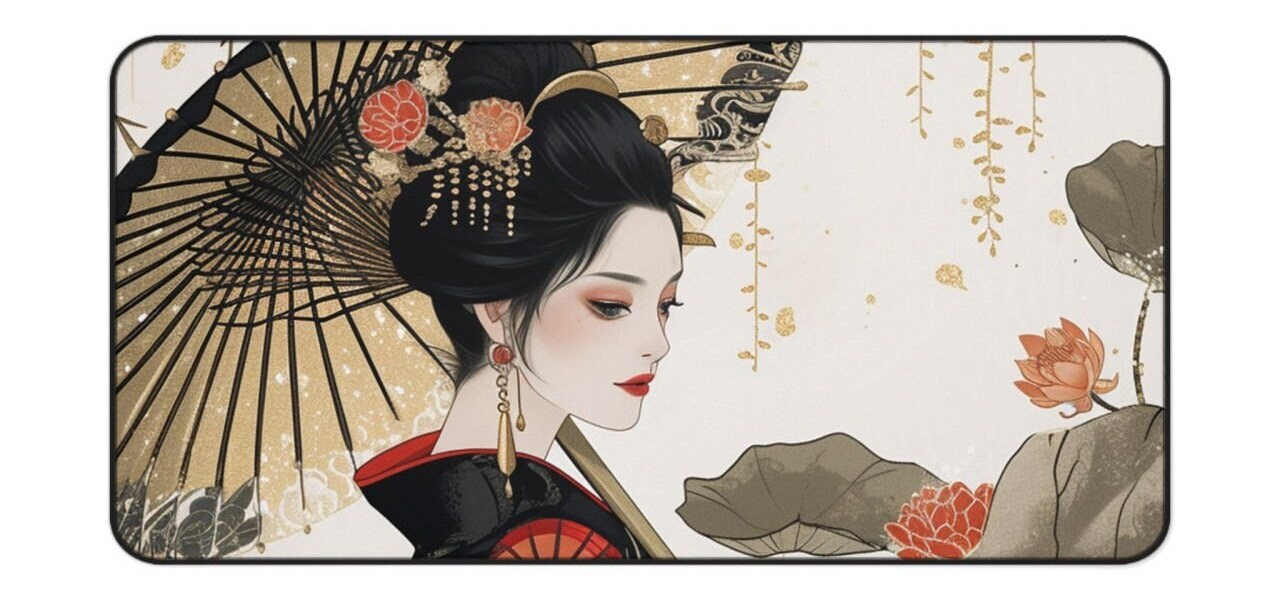 Japanese Girl Desk Mat Japanese Office Decor Japan Desk Decor Japan ...