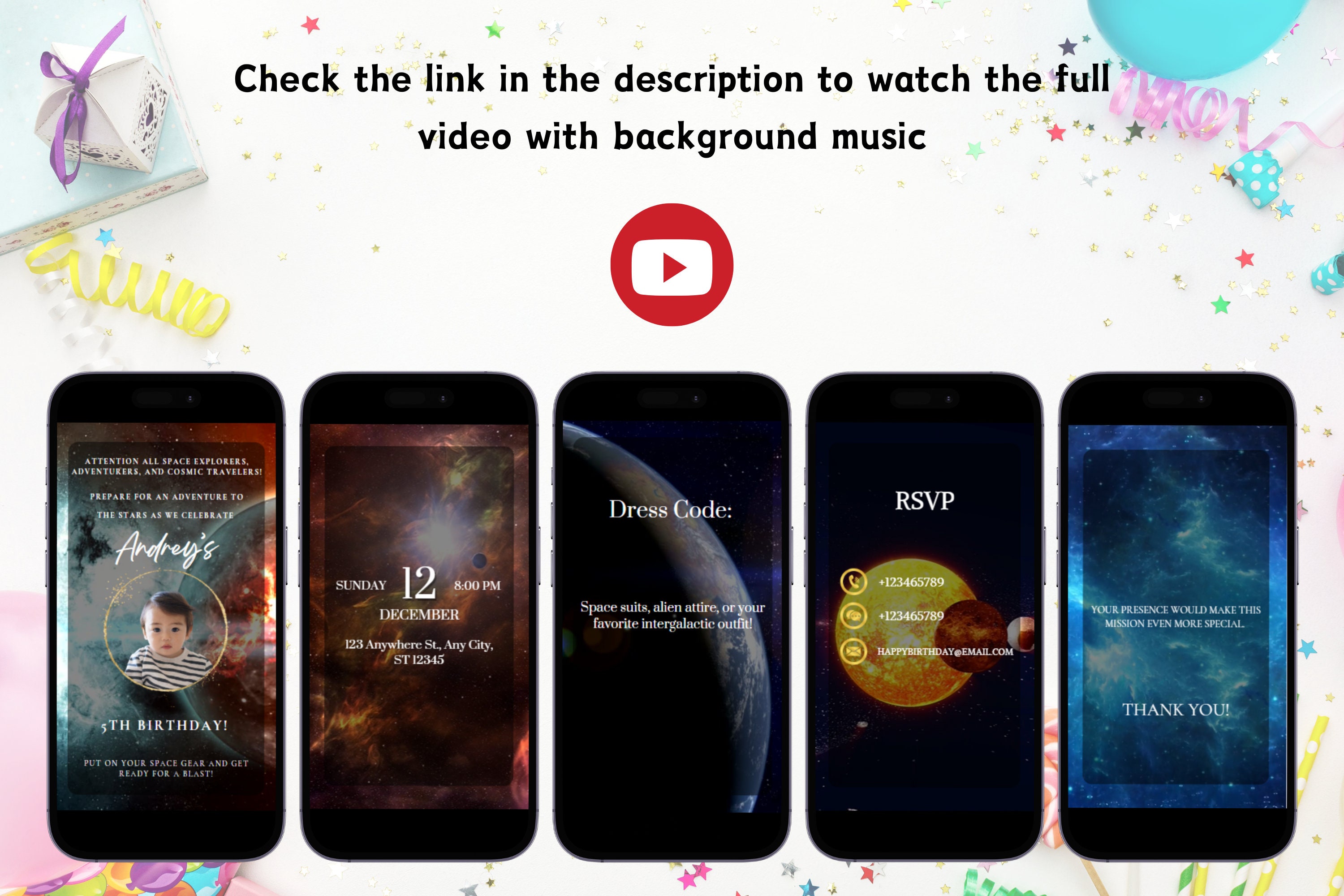 Outer Space Birthday Invitation Animated Cosmic Birthday Invite for ...