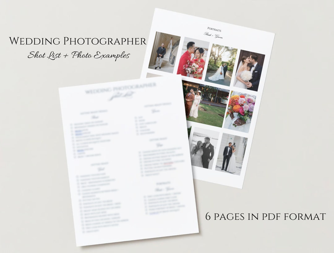 Wedding Photographer Shot List + Photo Examples - Etsy