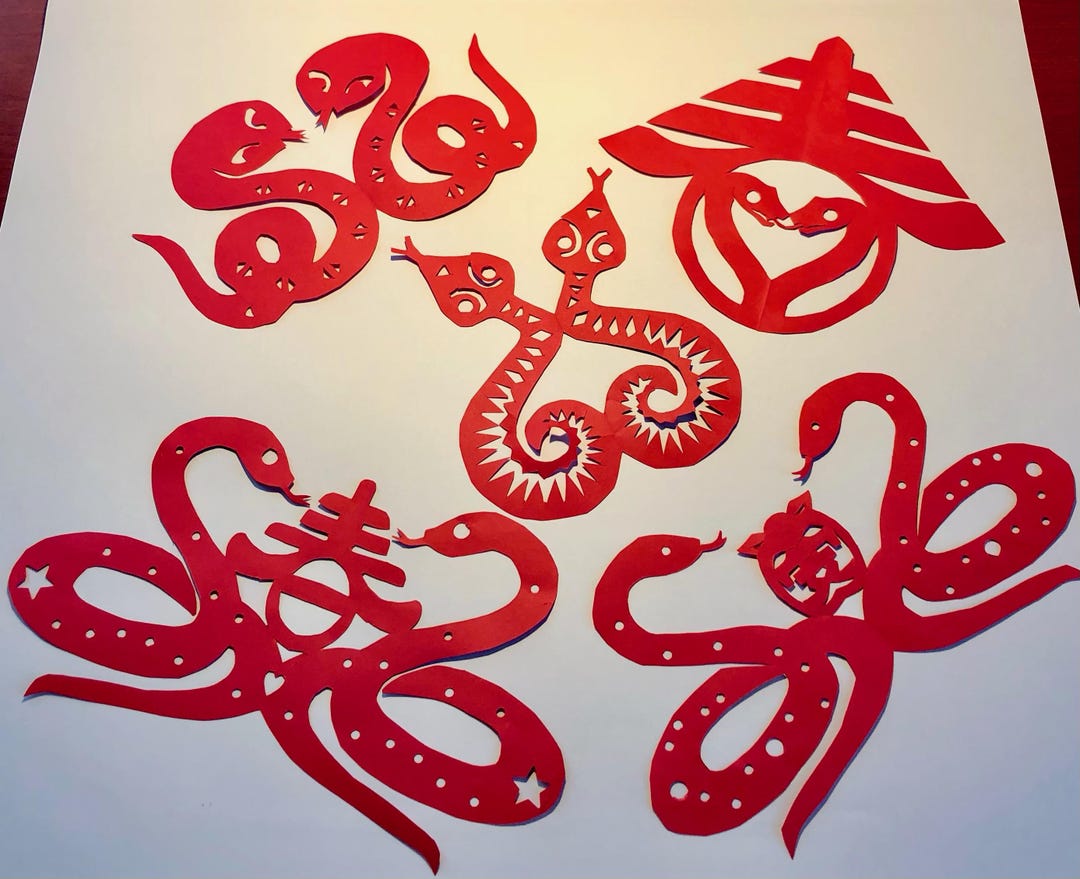 Year of the Snake Chinese Paper Cut Templates. Includes 5 Different ...