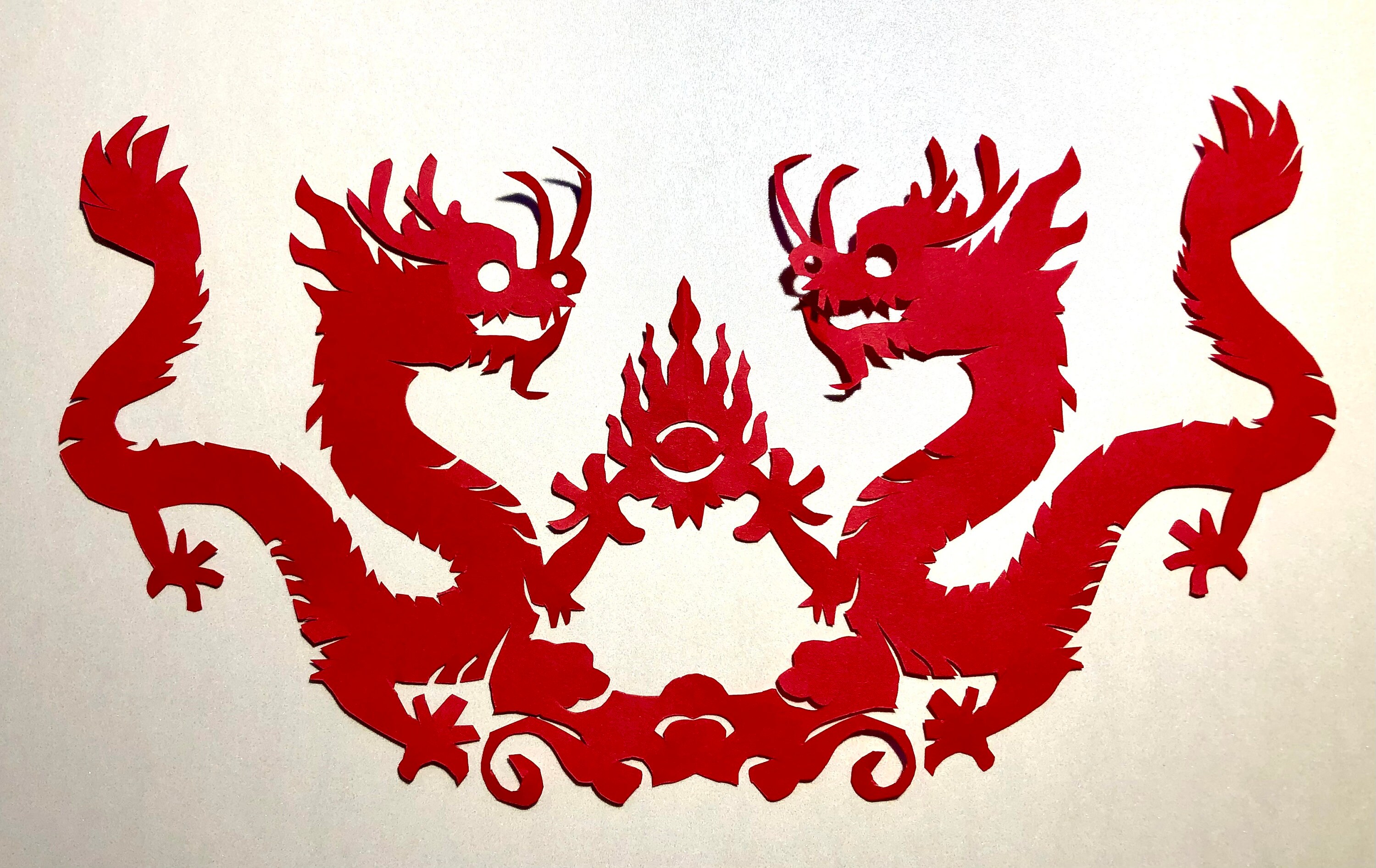 The Year of the Dragon Paper-cut Templates. 5 Different Dragon Figures ...