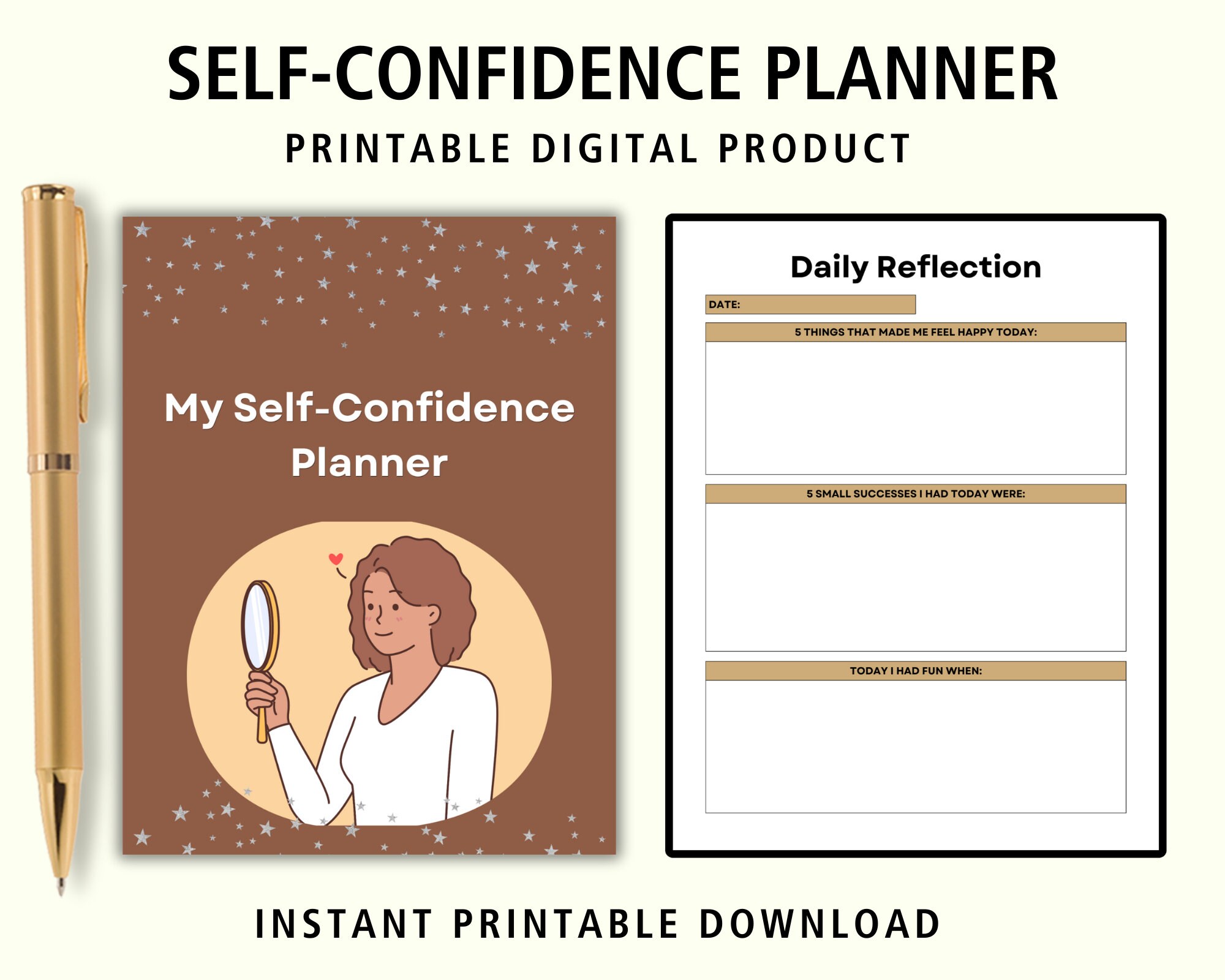 Self Confidence Daily Planner, Mental Health and Self Love Journal ...