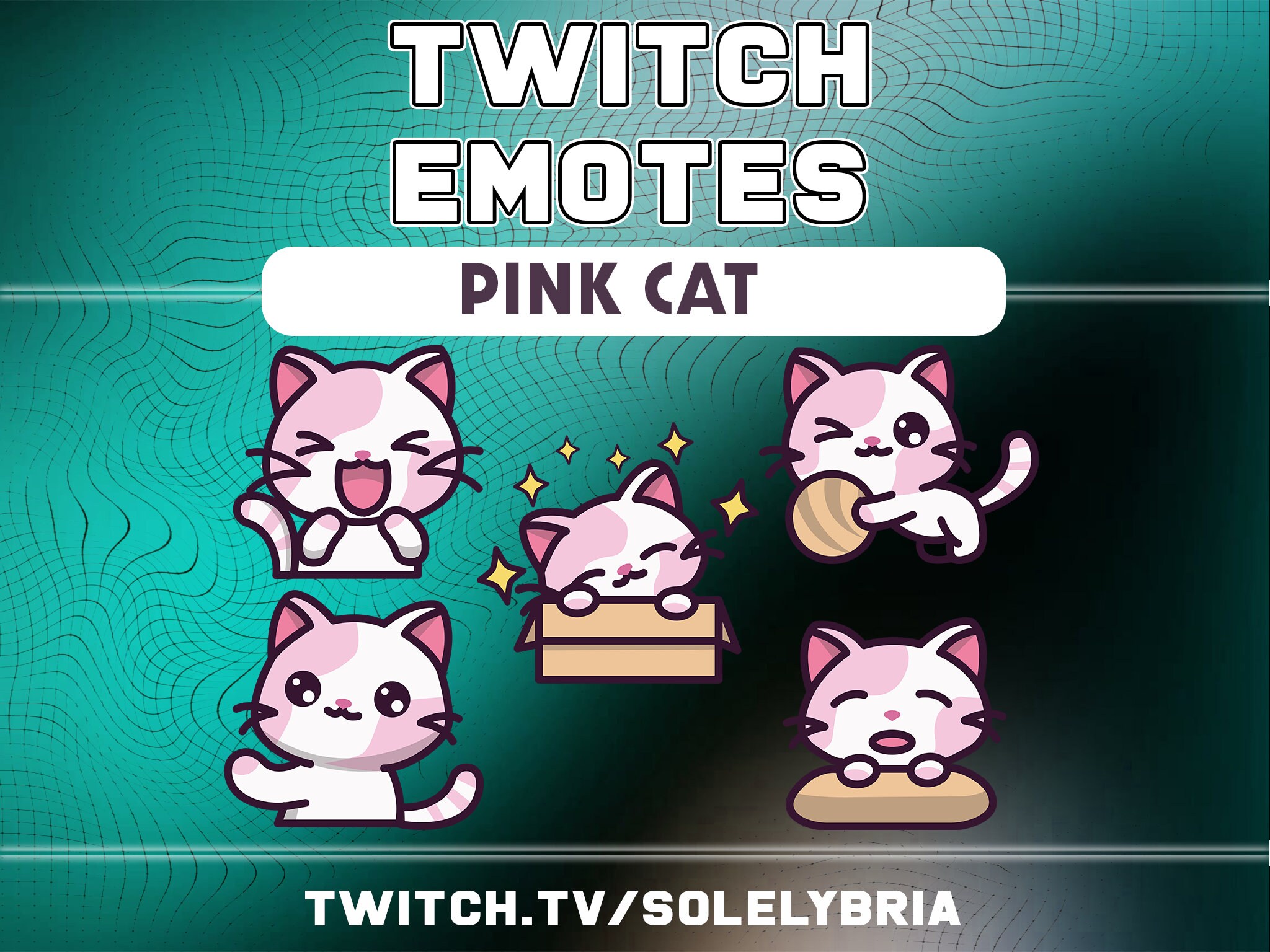 Pink Cat Emotes Pack | 5 Cat Emotes | Twitch | Kick | Discord | Kawaii ...