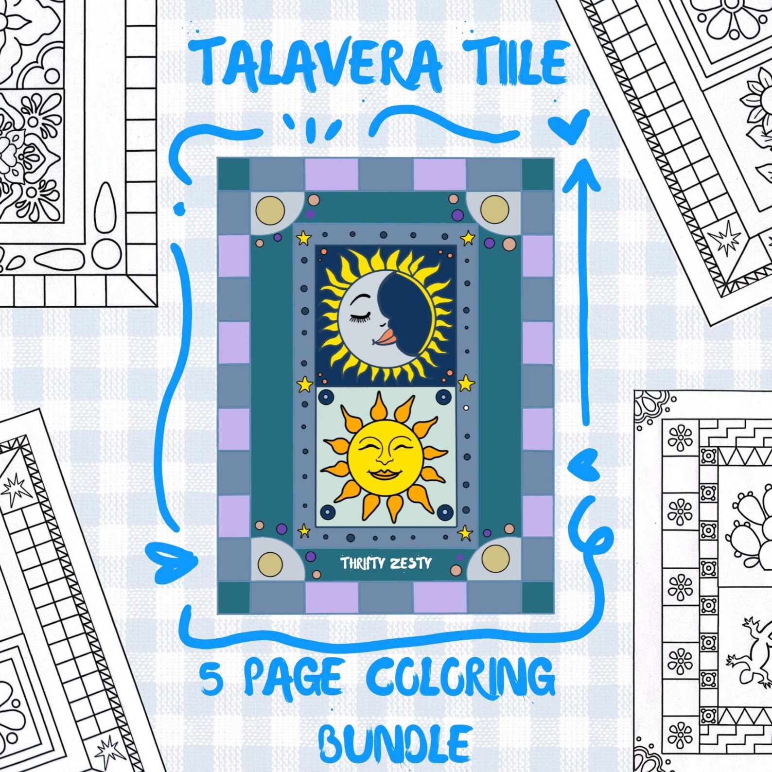 Talavera Tile Coloring Pages / Mexican Folk Art / Printable Adult ...