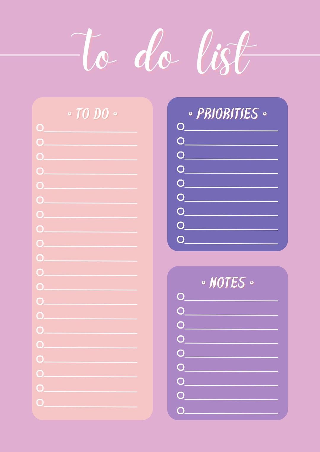 Printable Purple Sunset to Do List - Etsy