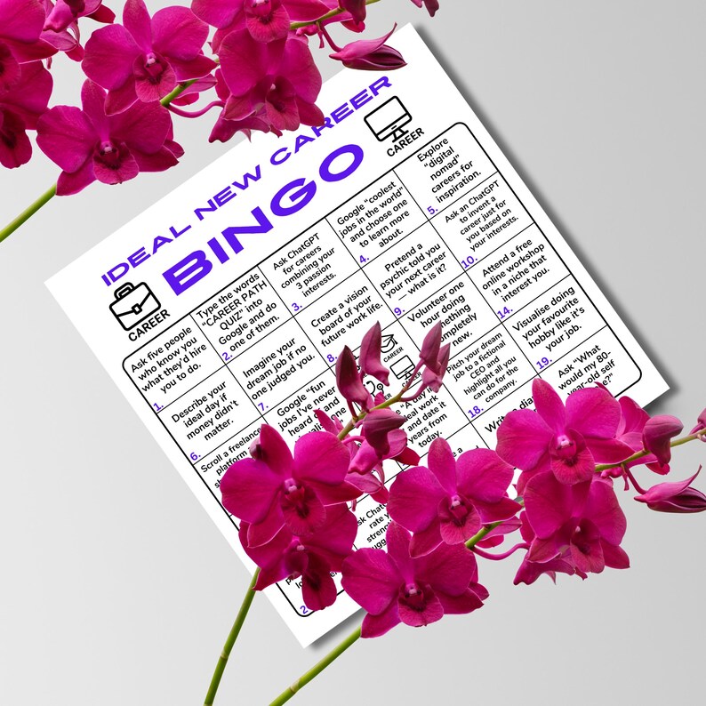 Ideal New Career Bingo Card + Digital Spinner | Discover Your Dream ...