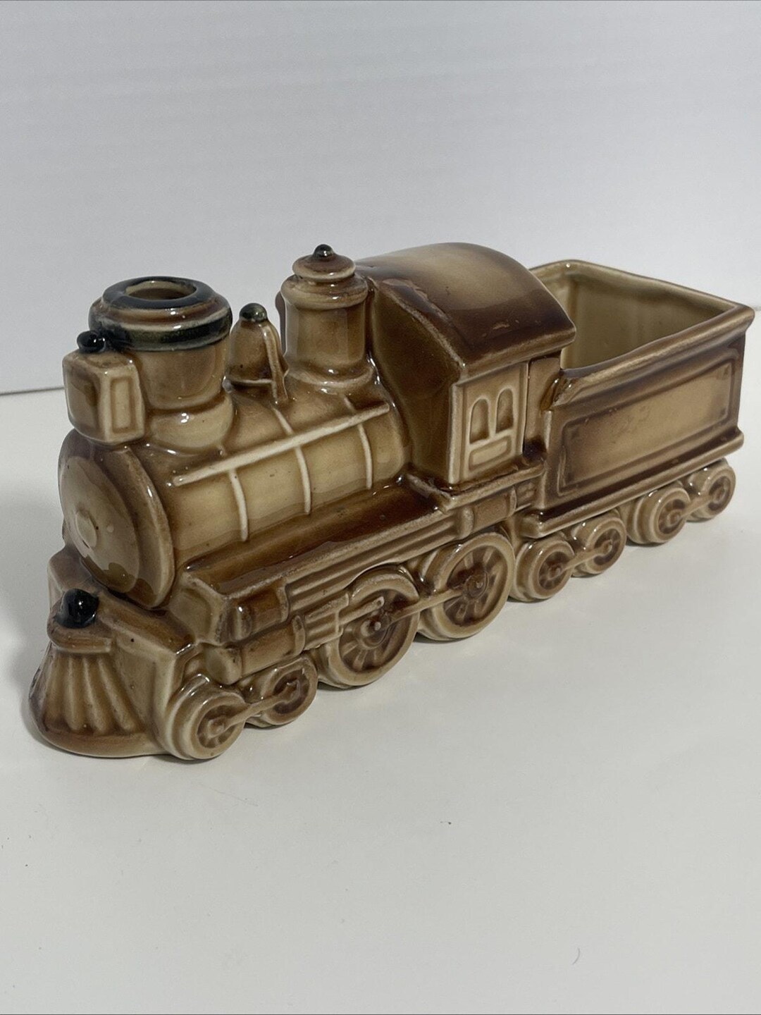 Vintage 1970s Train Railroad Locomotive Steam Engine Ceramic Planter ...