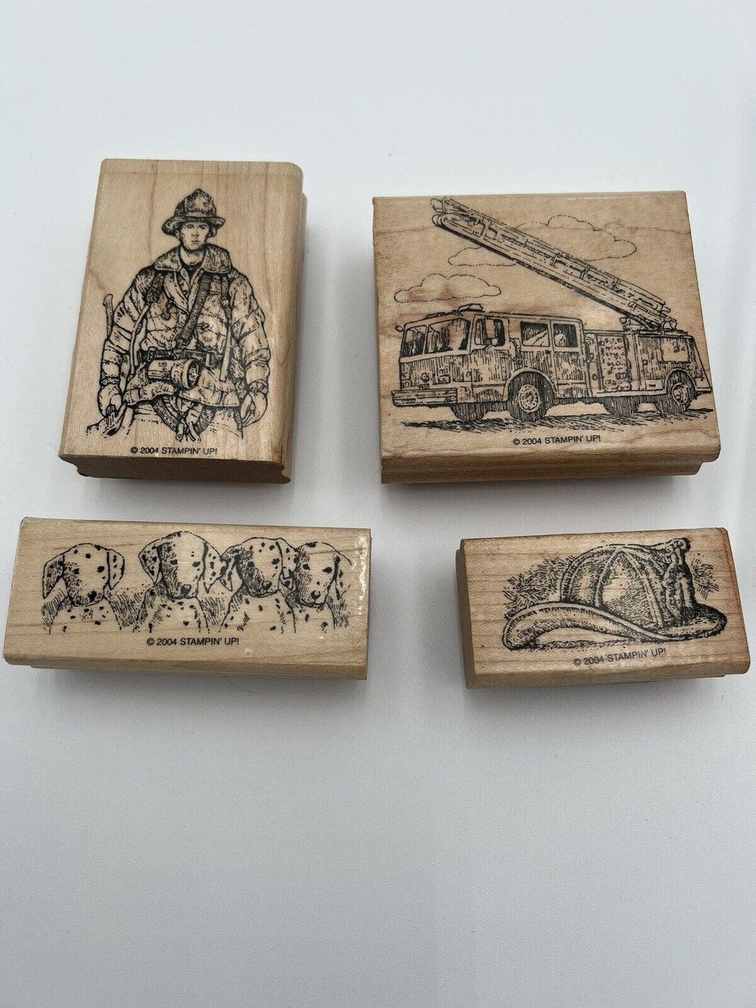 Stampin up FIRE BRIGADE Rubber Stamp Set Fireman Dalmatian Dog Fire ...