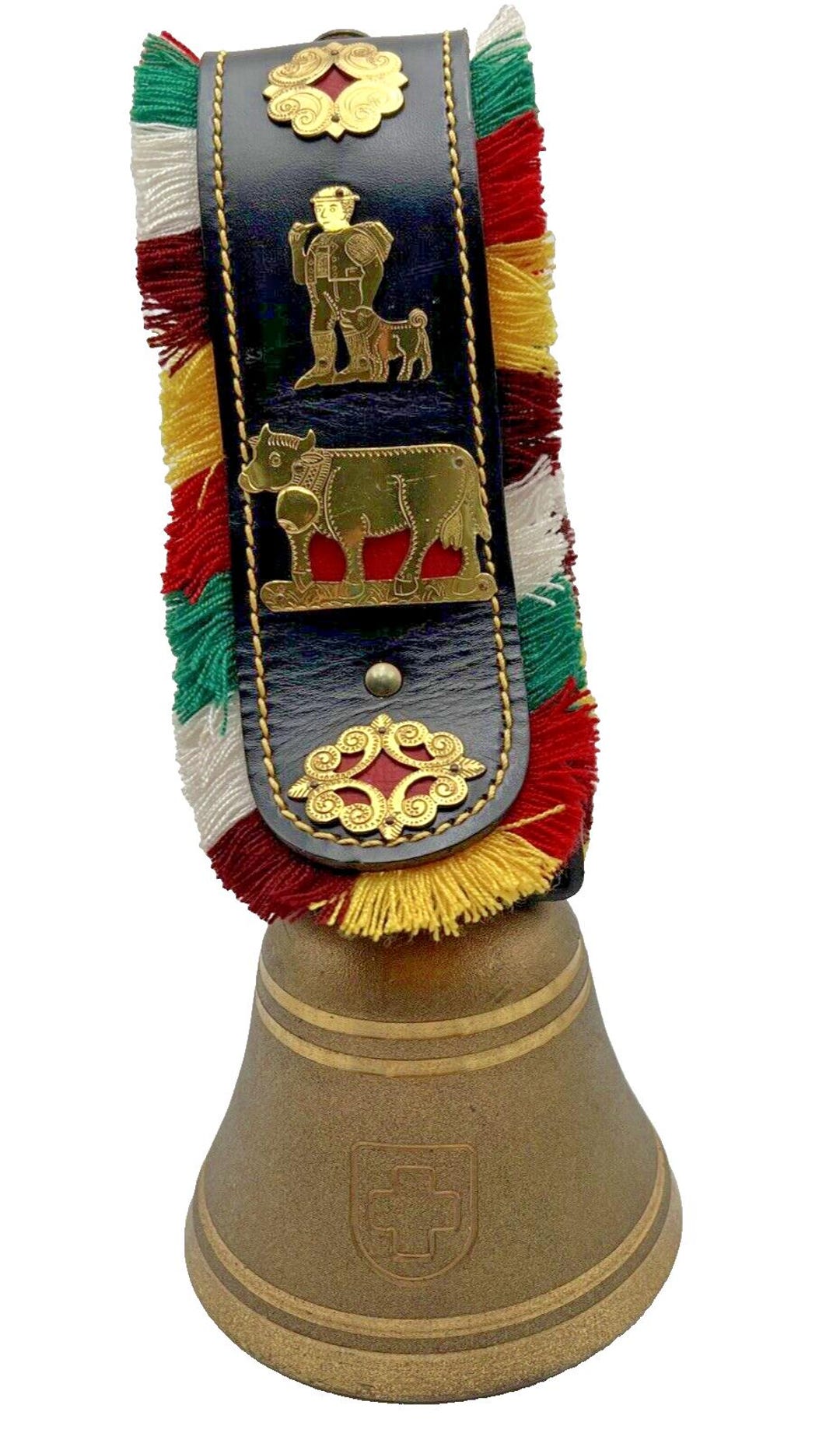 Appenzeller Switzerland Swiss Brass Cow Bell With Leather Strap Vintage ...