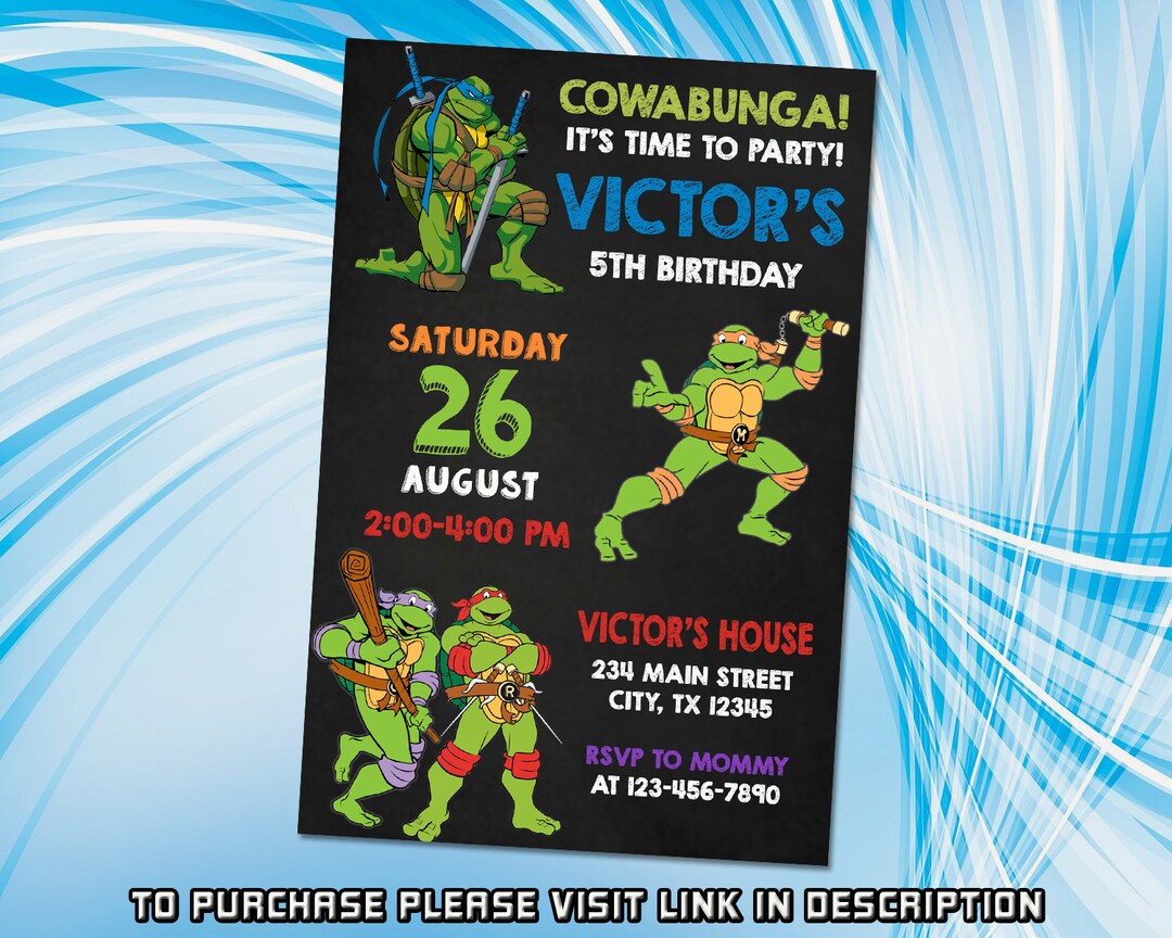 Personalize Teenage Mutant Ninja Turtle Birthday Invitation, TMNT ...