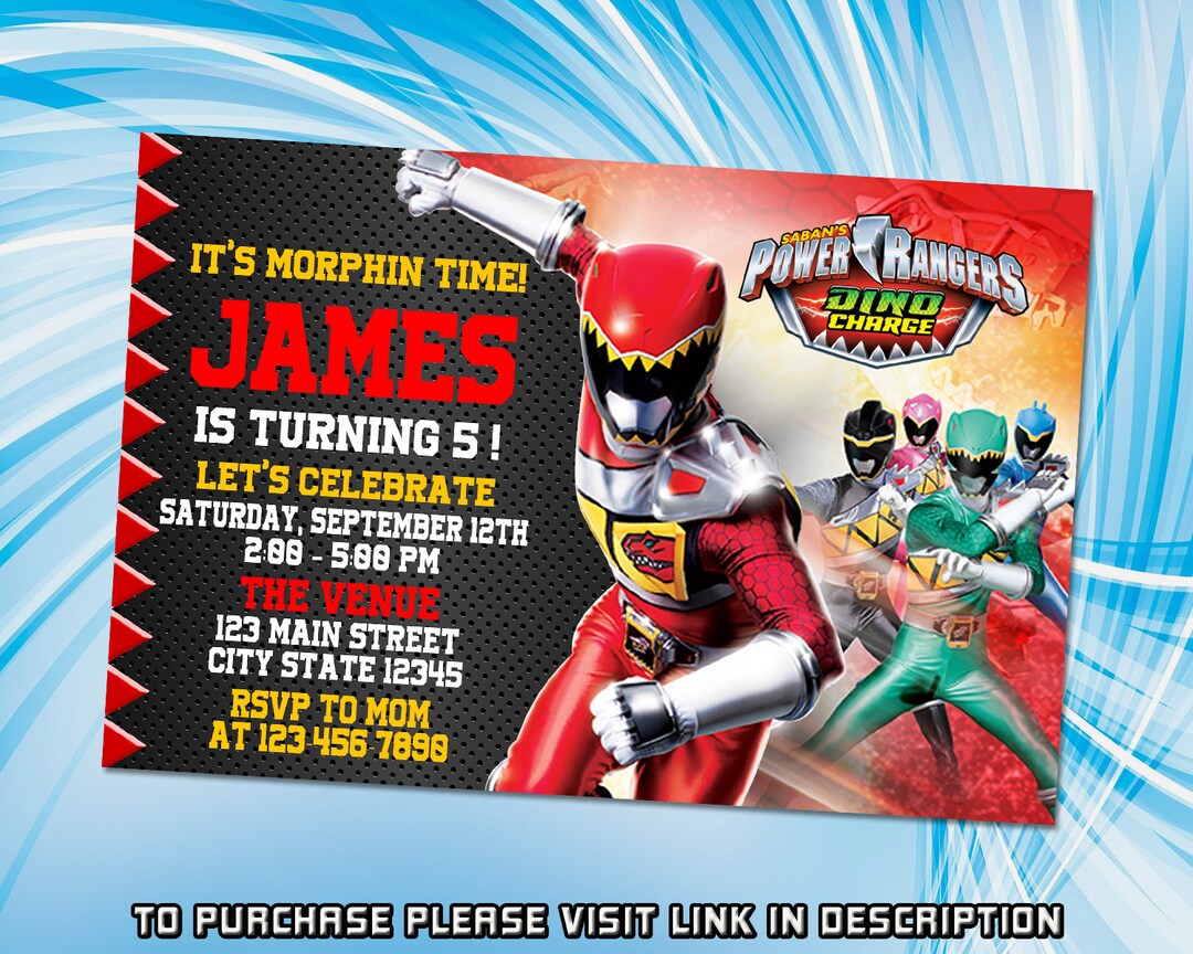 Editable Power Rangers Birthday Invitation, Power Rangers Invitation ...