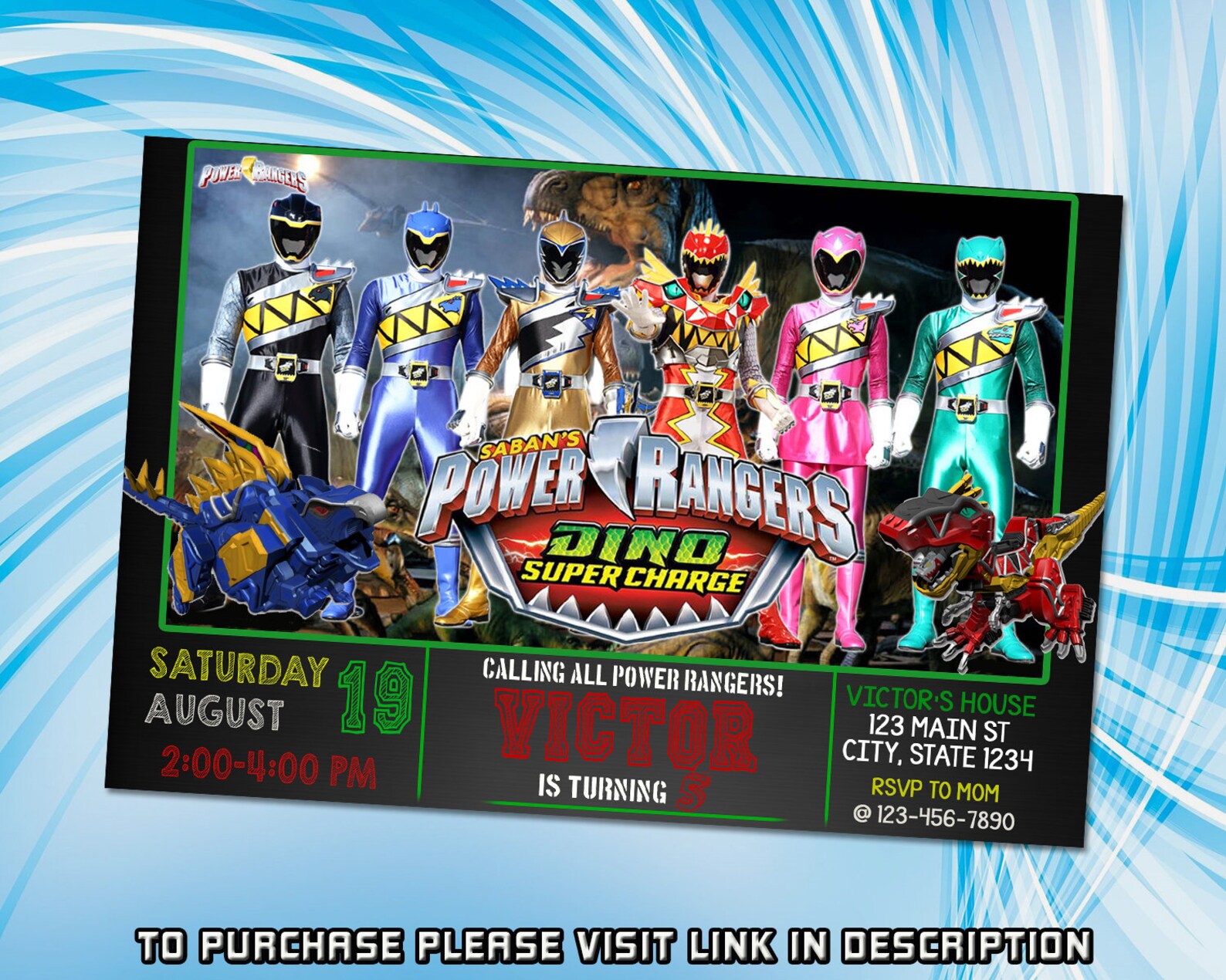 Editable Power Rangers Birthday Invitation, Power Rangers Invitation ...