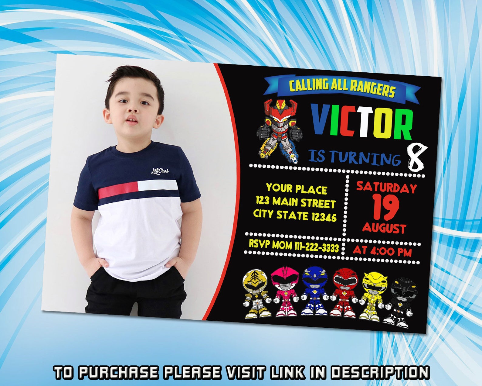 Editable Power Rangers Birthday Invitation, Power Rangers Invitation ...