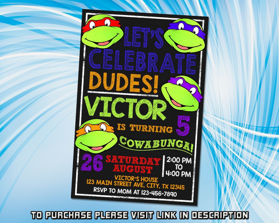 Personalize Teenage Mutant Ninja Turtle Birthday Invitation, TMNT ...