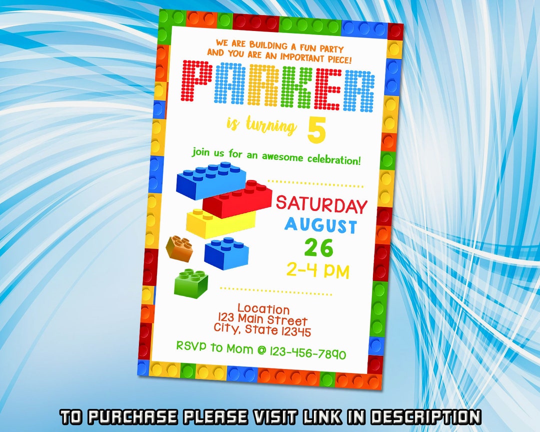Building Blocks Birthday Invitation, Building Block Invitation ...