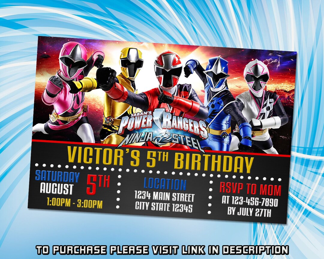 Personalize Power Rangers Birthday Invitation, Power Rangers Invitation ...