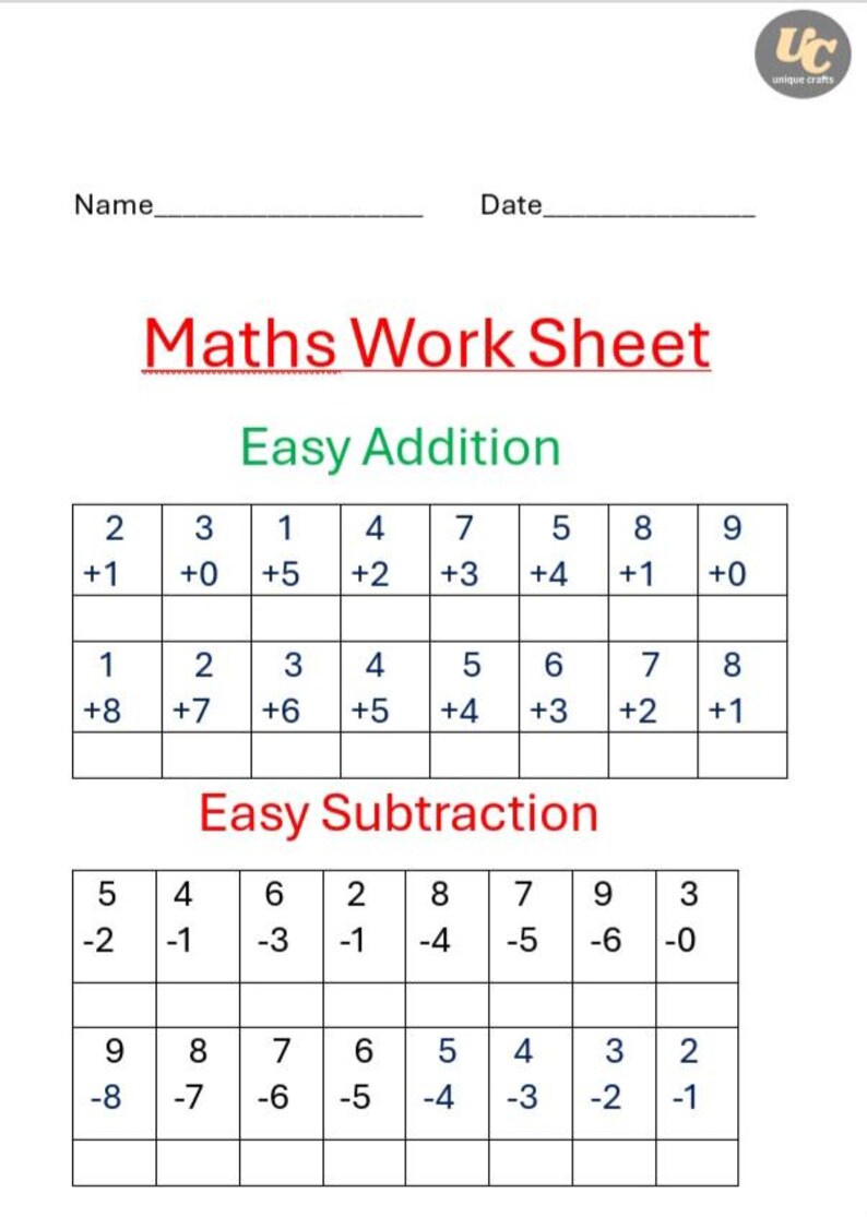 Math Worksheet for Children - Etsy