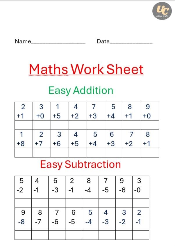 Math Worksheet for Children - Etsy