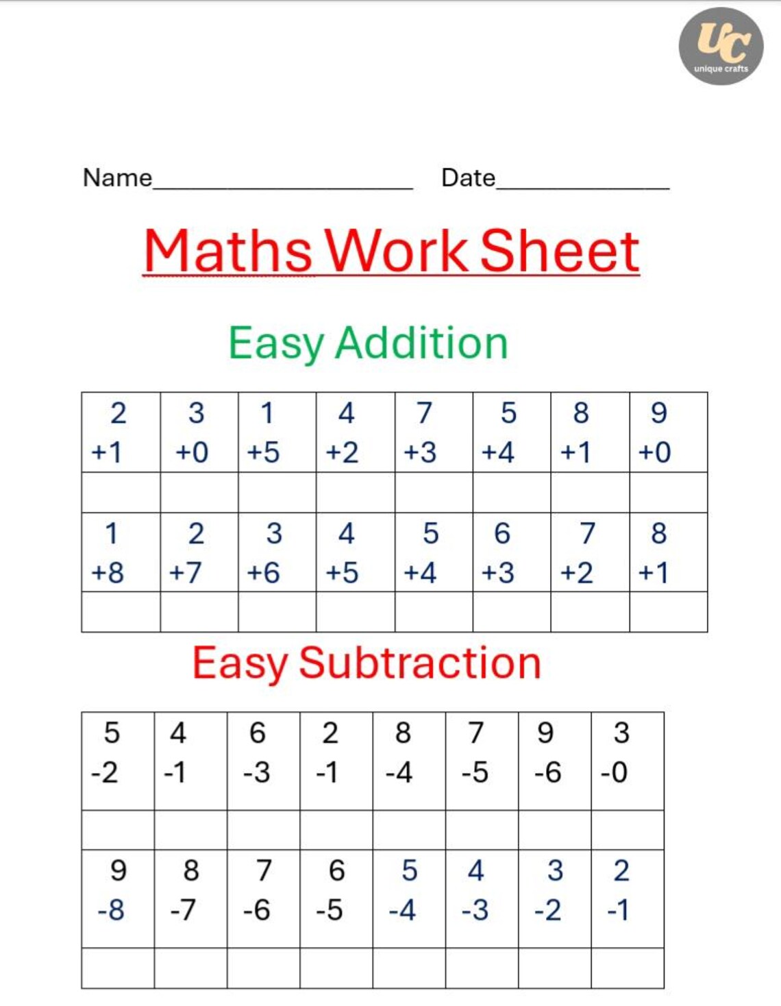 Math Worksheet for Children - Etsy