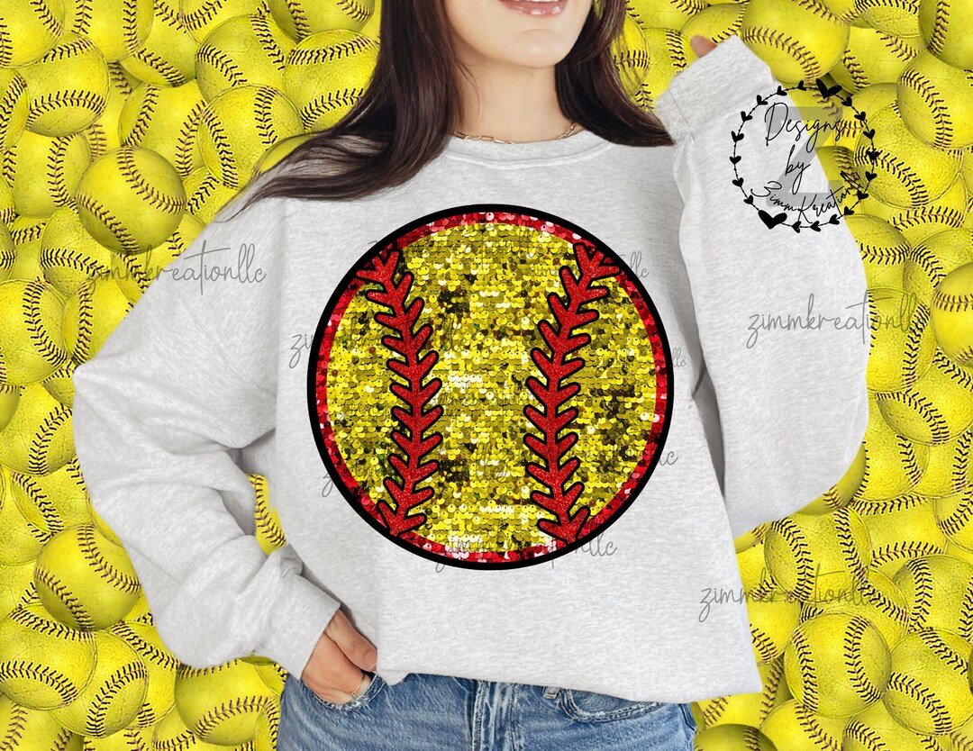Softball Sequin PNG Sparkly Faux Sequin Glitter School Spirit DTF Digital Download - Etsy