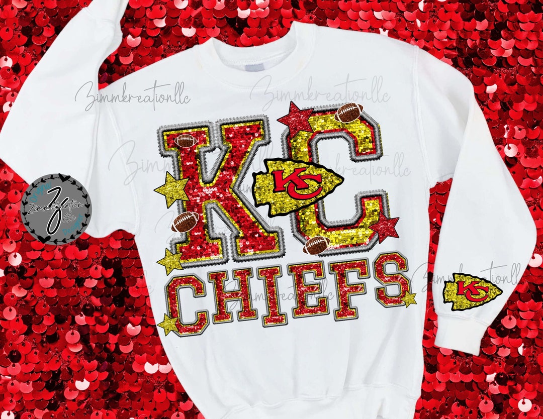 Chiefs KC Faux Glitter Sequin Sweatshirt Oversized Football - Etsy