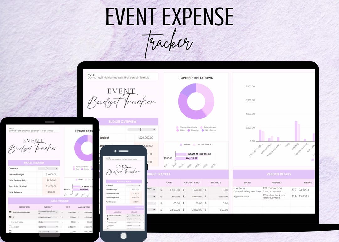 Event Budget Tracker: Planned Vs Actual Google Sheet (digital Download ...