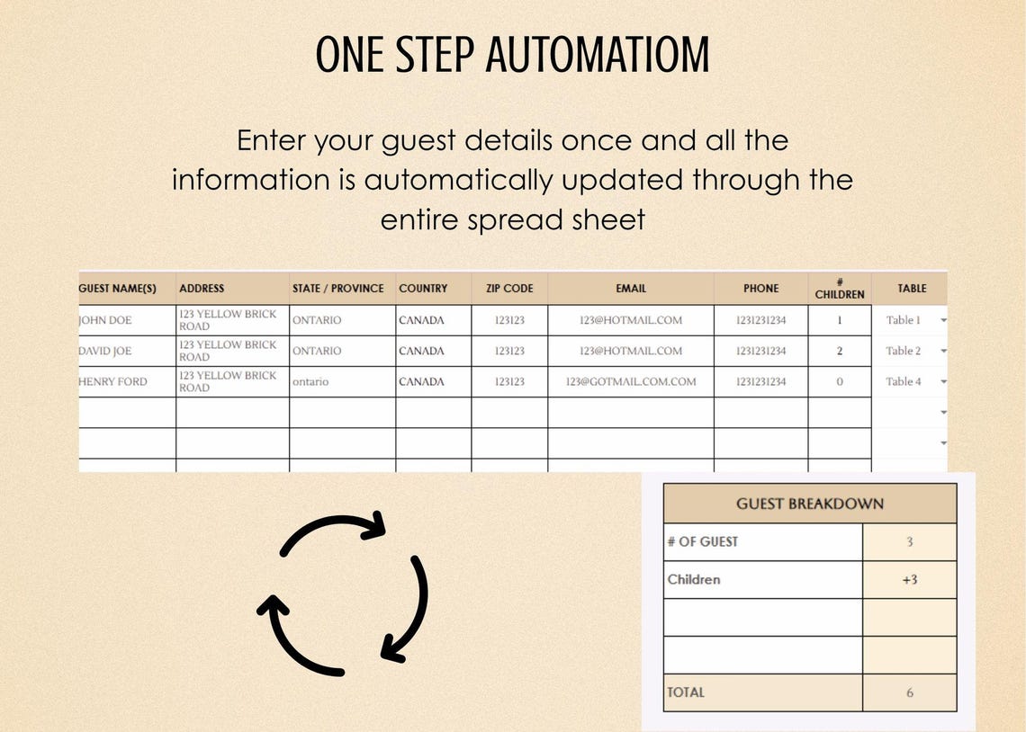 Event Guest List Tracker: Google Sheets Template, Seating Chart ...