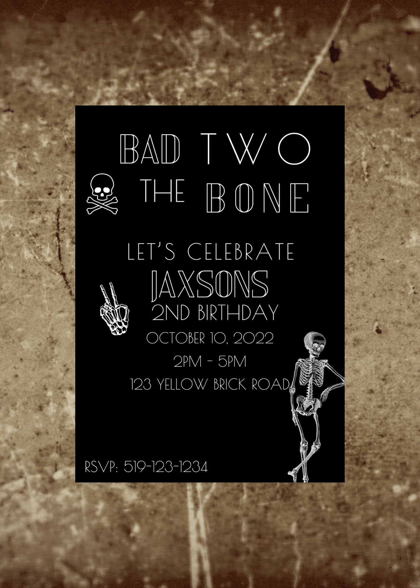 Bad Two the Bone Birthday Invitation L Instant Digital Download L ...