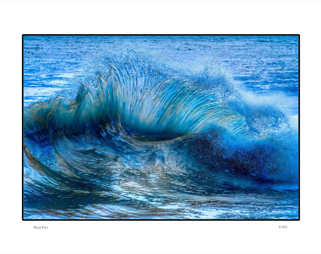Blue Fan: Santa Barbara Harbor Waves Colliding Waves - Etsy