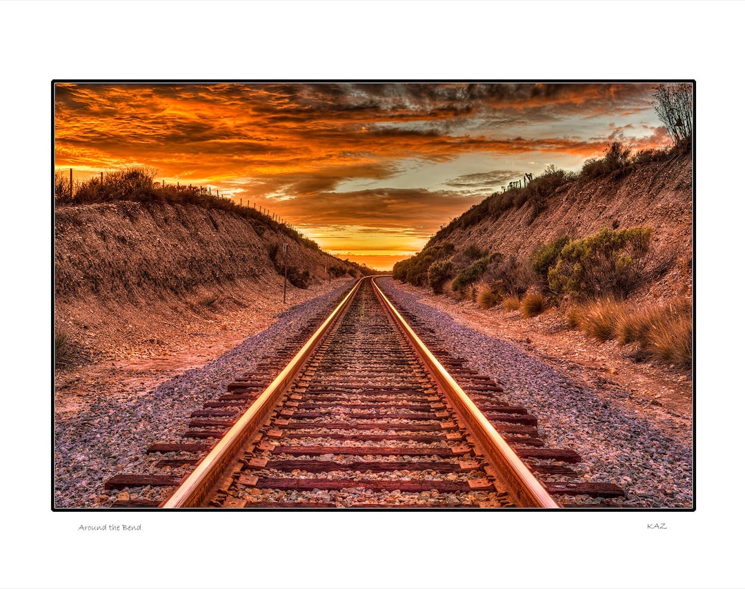 Around the Bend: Perspective Train Tracks - Etsy