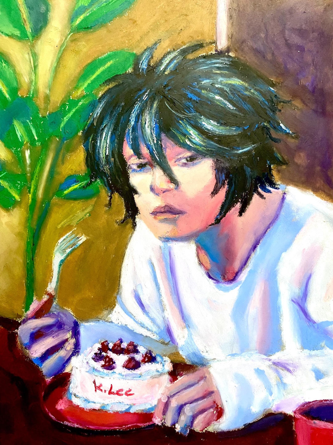 L Lawliet Death of Note Eating Cake Art Print | Anime and Manga Art - Etsy