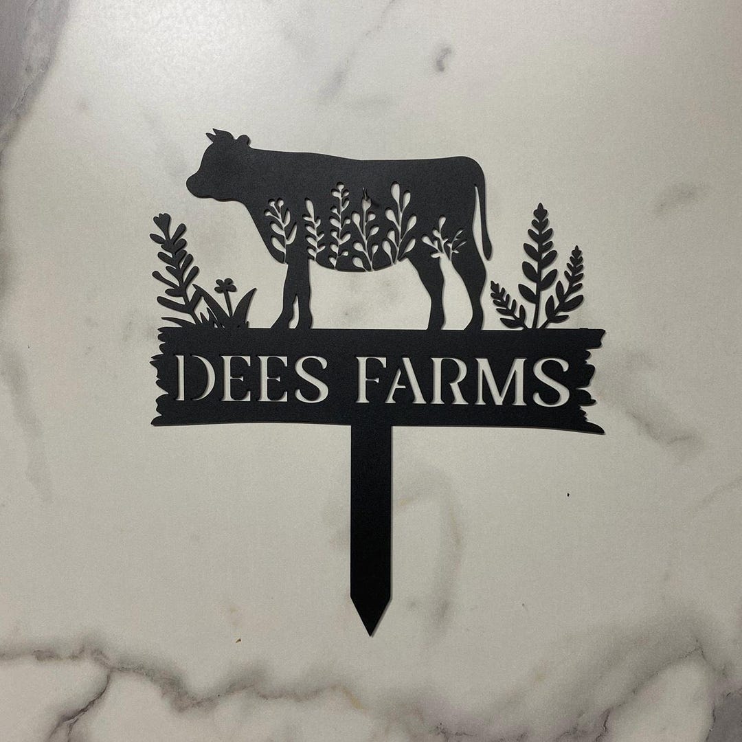 Personalized Cow Metal Sign With Stake, Cow Cattle Metal Garden Stake ...
