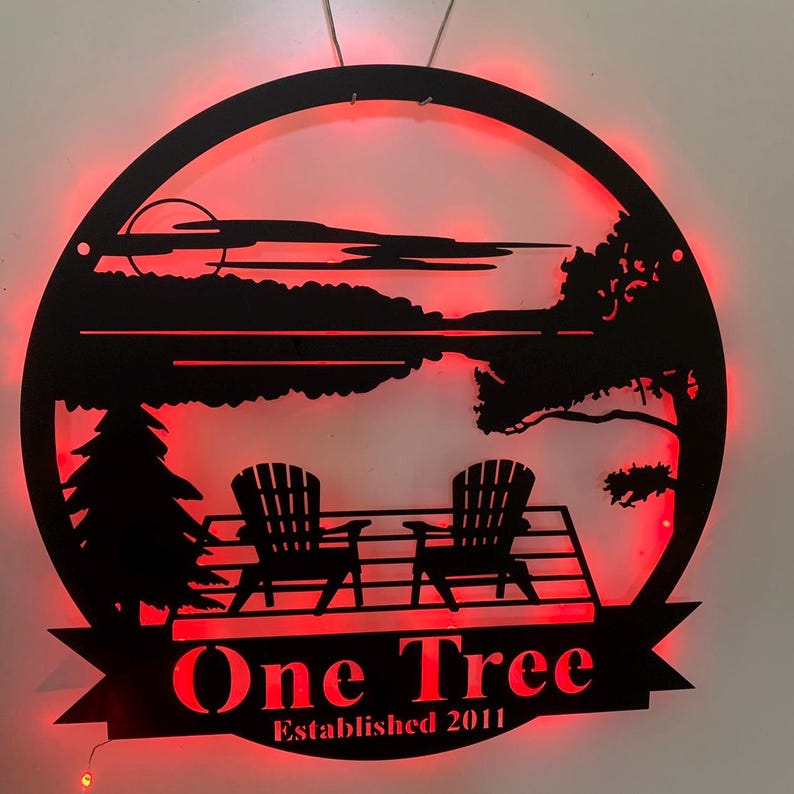 Personalized Lake House Metal Sign With LED Light, Lake House Metal ...