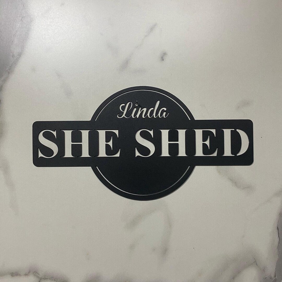 Custom She Shed Metal Wall Art, Personalized She Shed Metal Name Sign ...