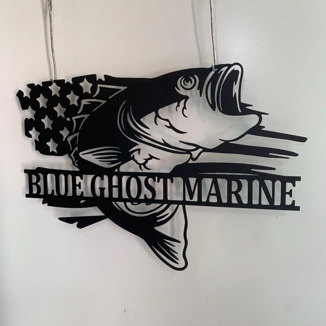 Personalized US Flag Metal Sign, Bass Fishing Metal Wall Art, Custom ...