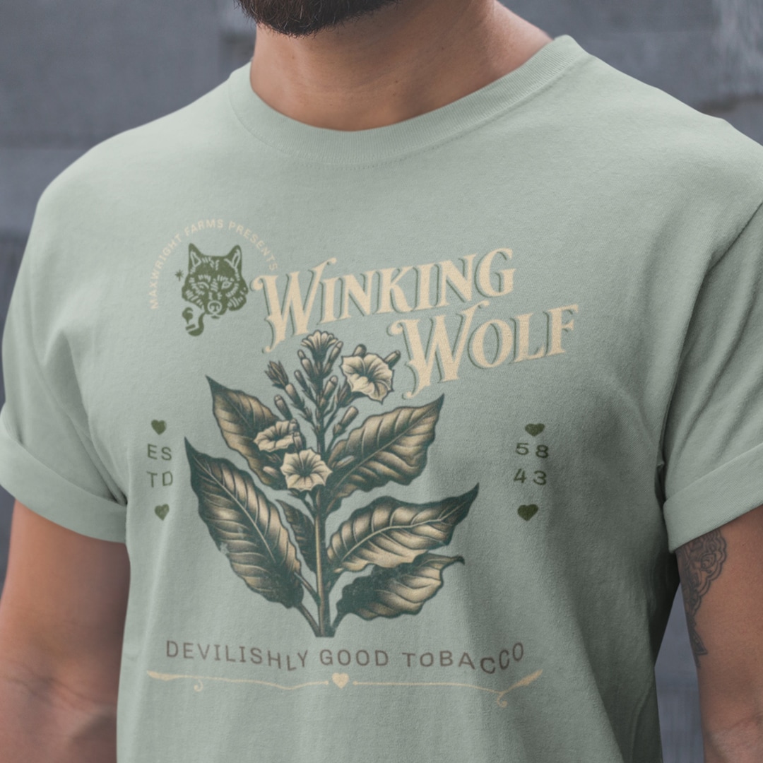 Winking Wolf Devilishly Good Tobacco Logo Shirt, Custom D&D Shirt ...
