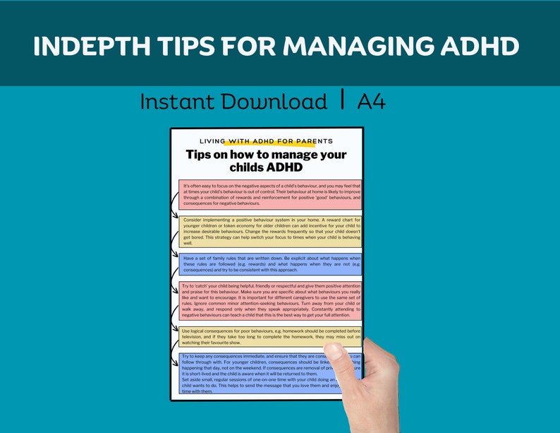 ADHD Coping Skills Poster for Kids Printable Handout Boost Executive ...