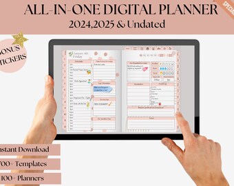 All-in-one Digital Planner 2024, 2025, 2026, Undated Digital Planner ...