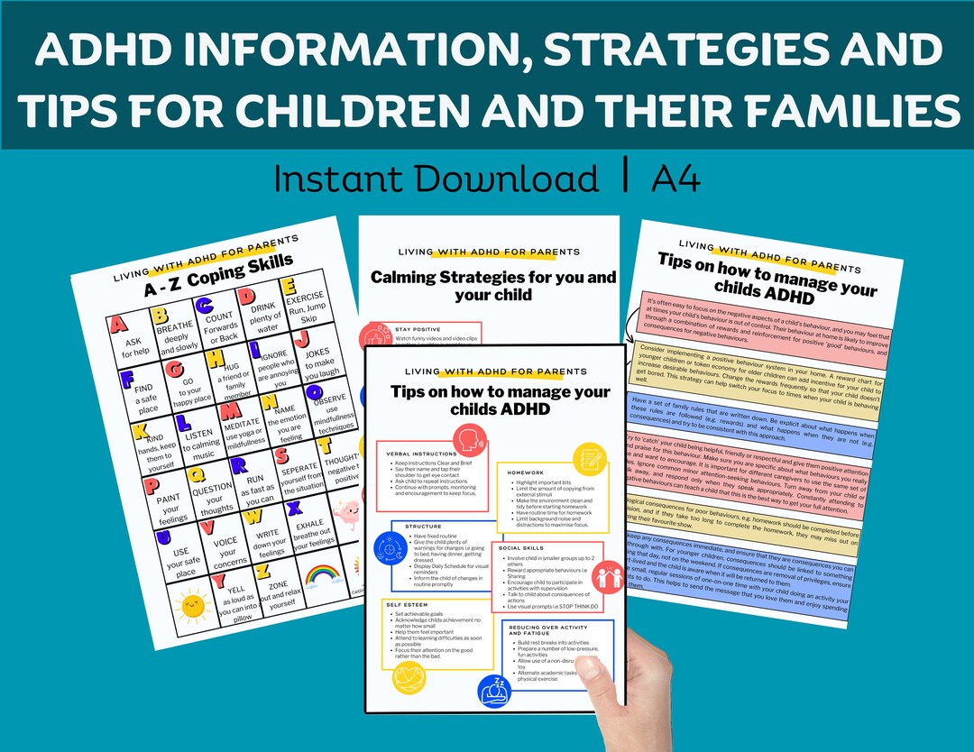 ADHD Coping Skills Poster for Kids Printable Handout Boost Executive ...